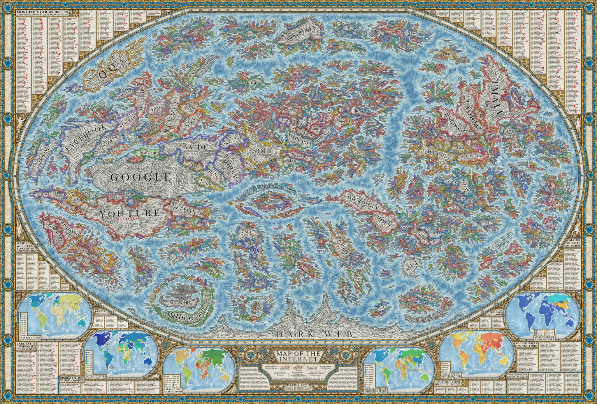 A Beautiful, High-Resolution Map of the Internet (2021) | Open Culture