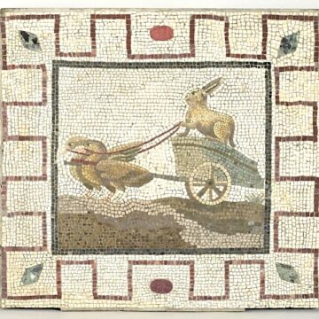 A Rabbit Rises A Tank Pulled By Geese In An Old Roman Mosaic (2nd ...