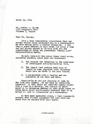The Letter Between Stanley Kubrick & Arthur C. Clarke That Sparked the ...